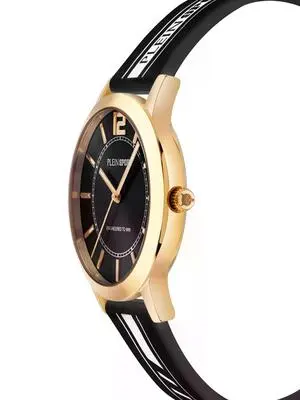 PLEIN SPORT 41mm Round Case Watch With Gold Bezel And Silicone Strap