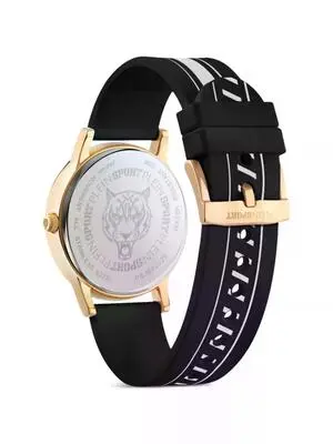 PLEIN SPORT 41mm Round Case Watch With Gold Bezel And Silicone Strap