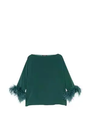 GIANLUCA CAPANNOLO Laura Feather-trim Top - Green