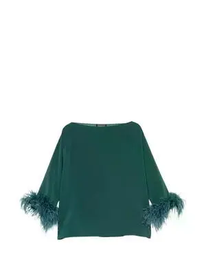 GIANLUCA CAPANNOLO Laura Feather-trim Top - Green