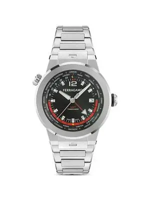 FERRAGAMO F-80 Gmt Worldtime 43mm Watch - Black