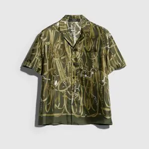 Gucci Printed Silk Bowling Shirt Green