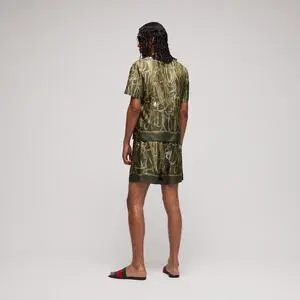 Gucci Printed Silk Bowling Shirt - Green