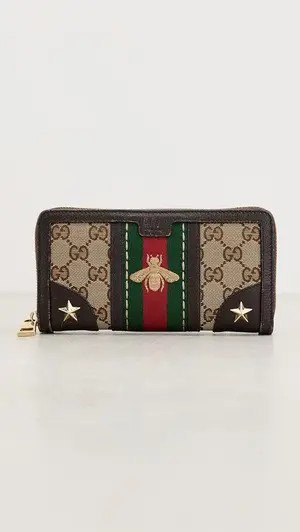 Shopbop Gucci Gg Canvas Zip Round Wallet - Brown