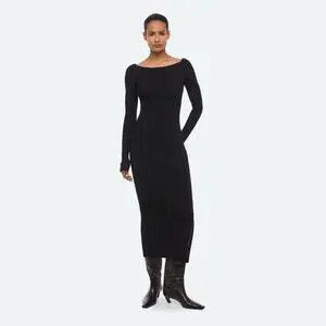 Helmut Lang Open Rib Long Sleeve Dress