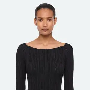 Helmut Lang Open Rib Long Sleeve Dress