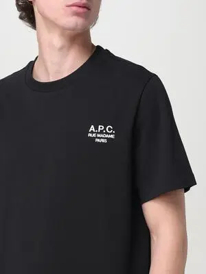 A.p.c. Contrasting Printed Logo Short-sleeved Cotton T-shirt - Black
