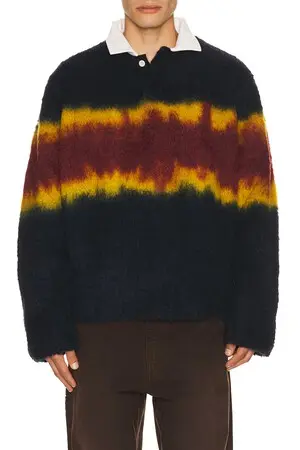 Sacai Chusen-dyed Knit Polo Shirt In Multi