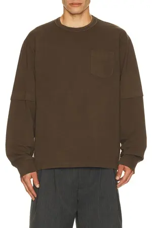 Sacai Cotton Jersey Long Sleeve T-shirt - Brown
