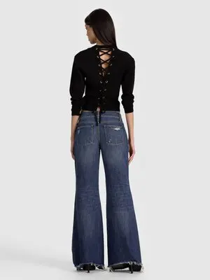 Alice + Olivia Callum Pullover With Lace Up Back - Black