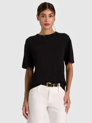 Alice + Olivia Amelie Cashmere Knit Tee - Black
