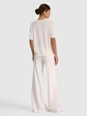 Alice + Olivia Amelie Cashmere Knit Tee - Soft White