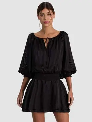 Alice + Olivia Pauline Off-the-shoulder Drop Waist Mini Dress