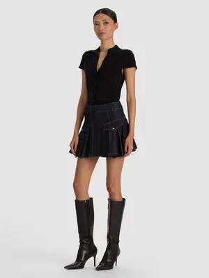 Alice + Olivia Trinity Denim Ruffle Skirt