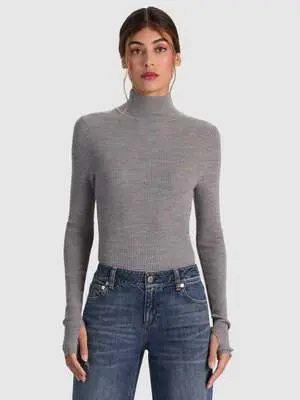 Alice + Olivia Roberta Wool Turtleneck - Medium Heather Grey
