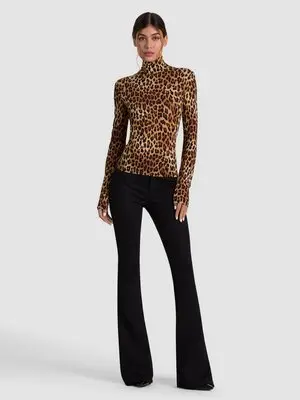 Alice + Olivia Delaina Turtleneck Top With Bold Print