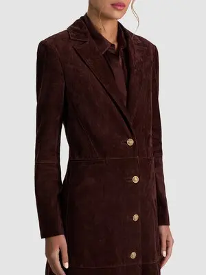Alice + Olivia Irvin Suede Slim Maxi Blazer