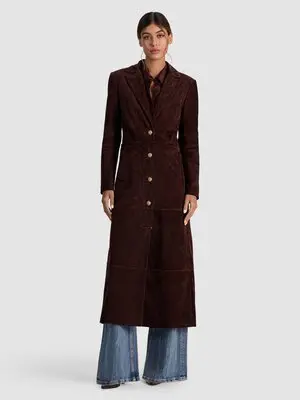 Alice + Olivia Irvin Suede Slim Maxi Blazer