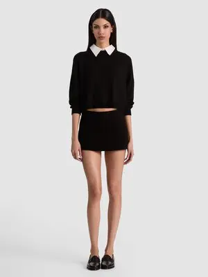 Alice + Olivia Rhett Cropped Merino Wool Pullover With Detachable Collar