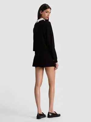 Alice + Olivia Rhett Cropped Merino Wool Pullover With Detachable Collar