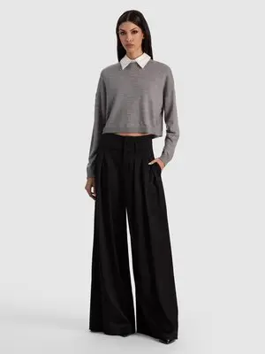 Alice + Olivia Rhett Wool Pullover With Detachable Collar - Medium Heather Grey
