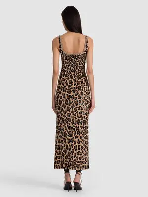 Alice + Olivia Eve Embellished Leopard Print Midi Gown