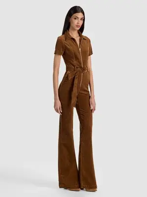 Alice + Olivia Gorgeous Wide Leg Jumpsuit Camel