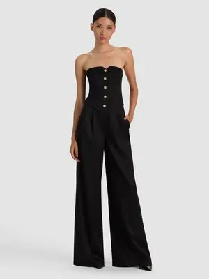Alice + Olivia Kelcey Strapless Wool Jumpsuit - Black