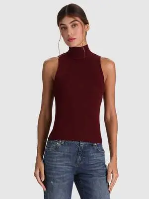 Alice + Olivia Darcey Wool Sleeveless Turtleneck - Cognac
