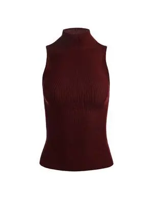 Alice + Olivia Darcey Wool Sleeveless Turtleneck - Cognac