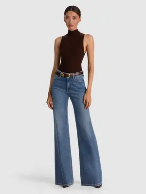 Alice + Olivia Darcey Wool Sleeveless Turtleneck Tank - Dark Chocolate
