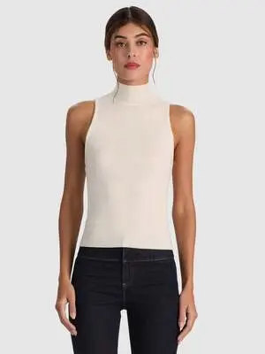 Alice + Olivia Darcey Wool Sleeveless Turtleneck Ecru