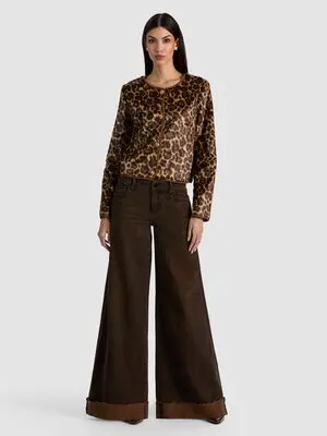 Alice + Olivia Alma Faux Fur Leopard Print Coat