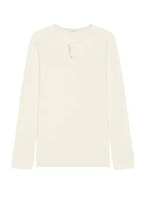 LEMAIRE Long Sleeve Henley In Cream - Enoki