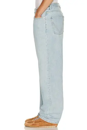 Bottega Veneta Sky Bleached Intrecciato Detail Wide Leg Denim