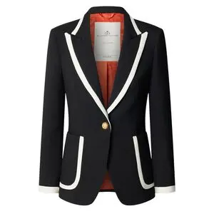 THE EXTREME COLLECTION Black / White Black Blazer With Contrast Piping Laurent - Black/white