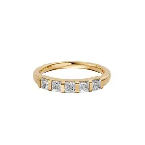 AYA FINE JEWELRY Margaux Princess Cut Lab Grown Diamond Channel Set Wedding Band - Yellow