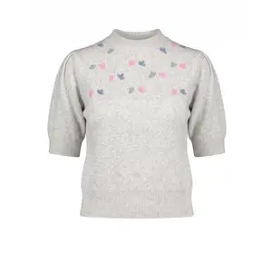 TANTRA SPAIN SL Short-sleeved Sweater With Embroidered Birds - Grey