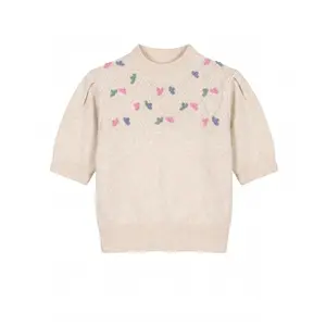 TANTRA SPAIN SL Short-sleeved Sweater With Embroidered Birds