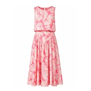 OH!ZUZA NIGHT&DAY Printed Wide-strap Top And Midi Skirt Set