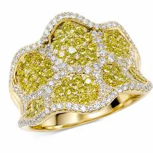 ARTISAN 14k Yellow Yellow & White Diamond Floral Statement Ring