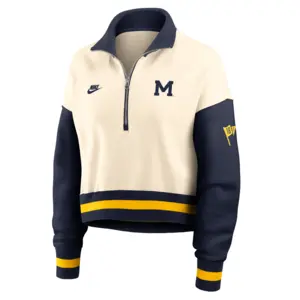 Nike Michigan Legacy College Cropped Oversized 1/4-zip Crew - Brown