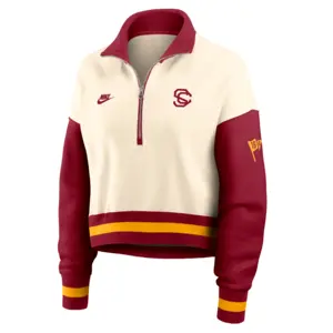 Nike Usc Legacy College Cropped Oversized 1/4-zip Crew - Brown