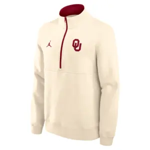Nike Oklahoma Primetime Primary Logo Jordan Brand College 1/2-zip Crew - Brown
