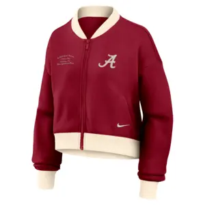 Nike Alabama Academic College Oversized Cropped Full-zip Bomber Jacket