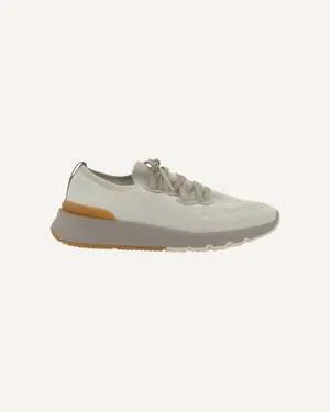 Brunello Cucinelli Cotton Knit Lace-up Sneakers - White