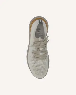 Brunello Cucinelli Cotton Knit Lace-up Sneakers - White