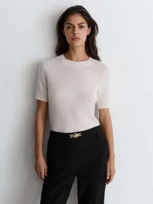 REISS Leona Flared Knot-hardware Belted Trousers