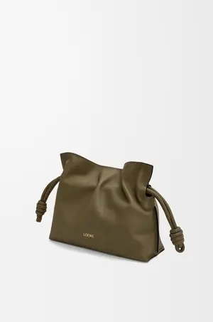 Loewe Mini Flamenco Clutch In Nappa Leather Skin - Dark Khaki