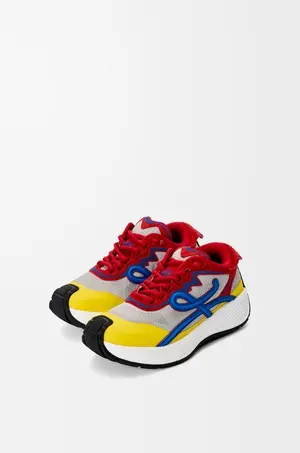 Loewe Pogo Sneaker In Technical Knit And Suede - Red/blue/white